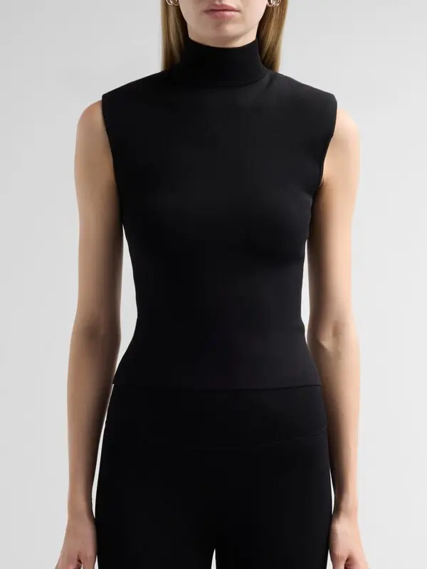 TOCCIN Diala Sleeveless Rib-knit Top - Jet