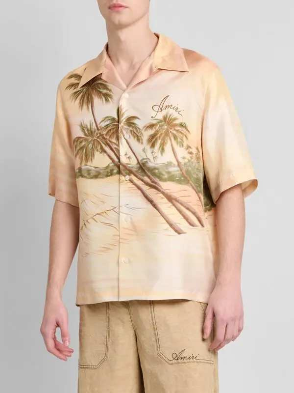Amiri Palms Printed Silk Camp Shirt
