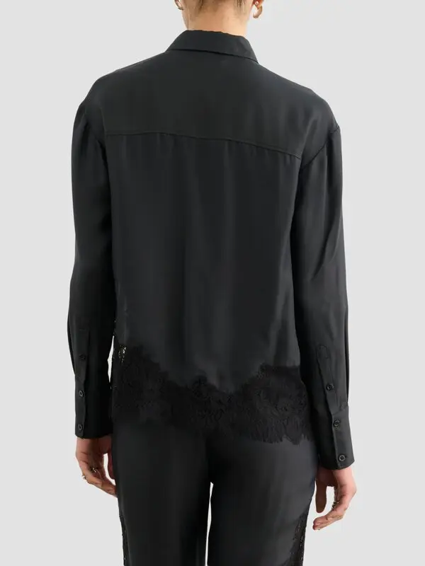 TOCCIN Toni Lace-hem Satin Shirt