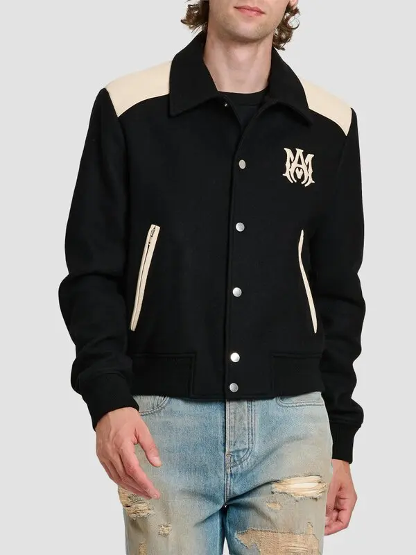 Amiri Ma Colorblock Wool-blend Jacket - Black