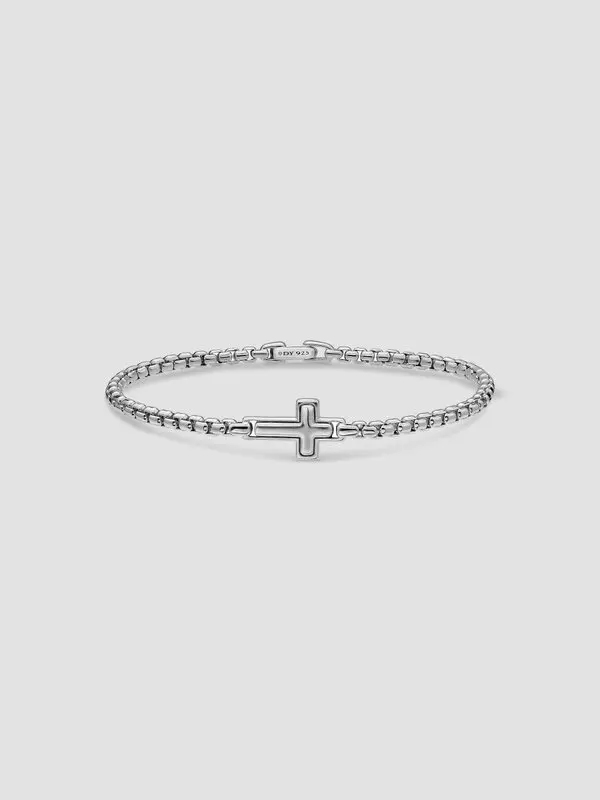 David Yurman Cross Station Bracelet In Sterling 3.6mm
