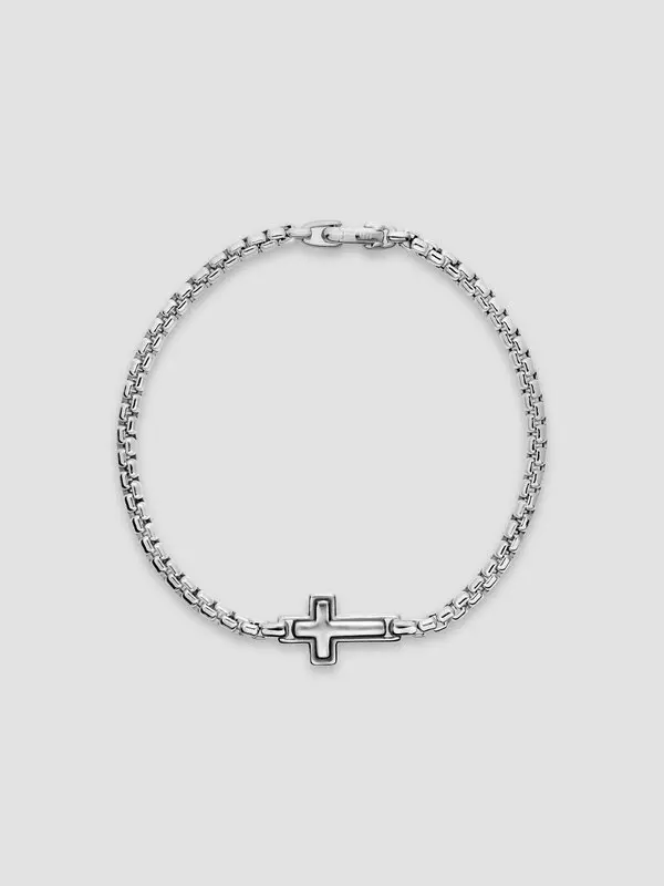 David Yurman Cross Station Bracelet In Sterling 3.6mm