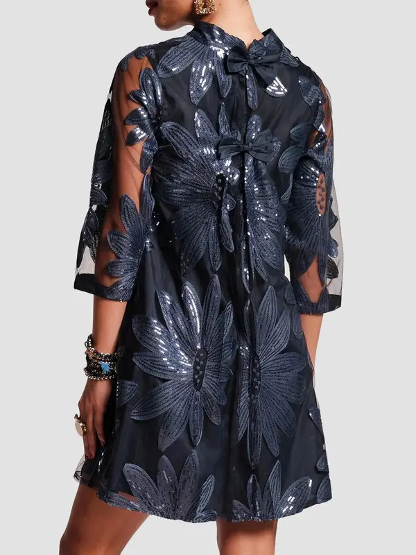 FRANCES VALENTINE Diplomat Floral Appliqué Mini Dress