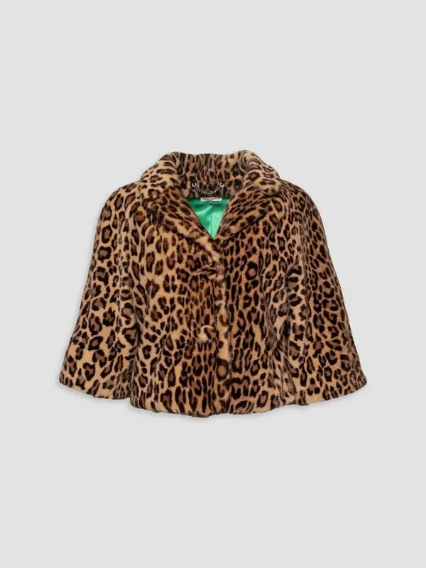 FRANCES VALENTINE Blaine Leopard Print Faux Fur Jacket