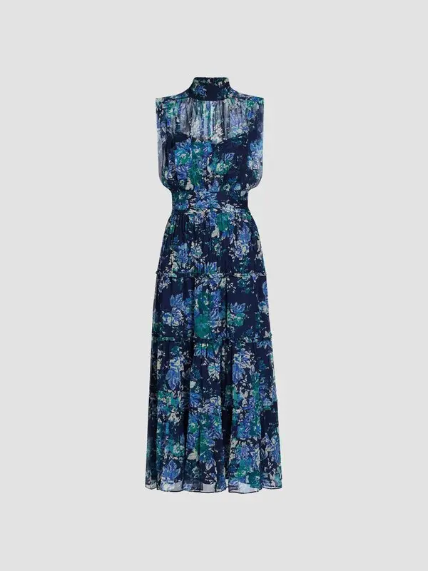 Derek Lam 10 Crosby Junia Floral Chiffon Midi-dress - Navy