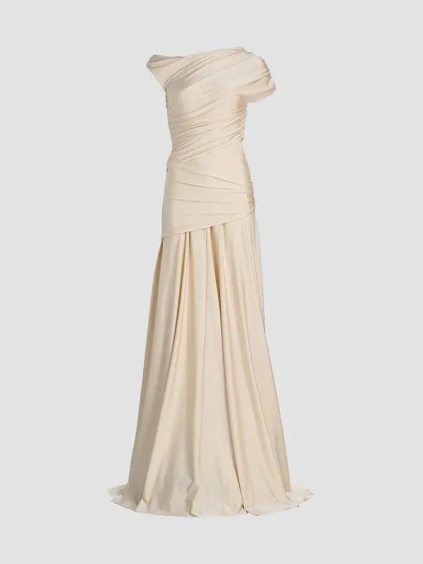Chiara Boni La Petite Robe Becia Jj Satin Asymmetric Gown - Macadamia