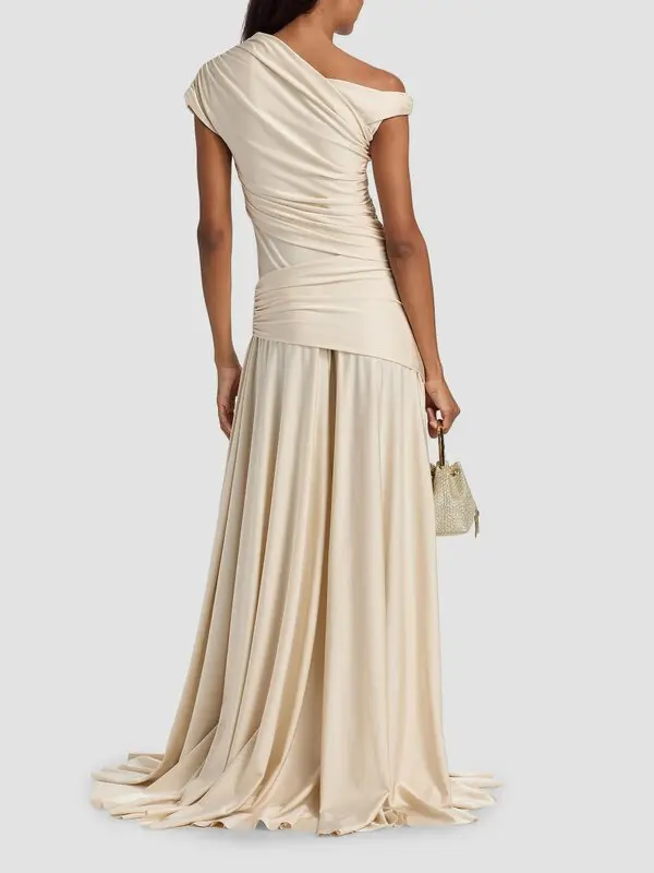 Chiara Boni La Petite Robe Becia Jj Satin Asymmetric Gown - Macadamia