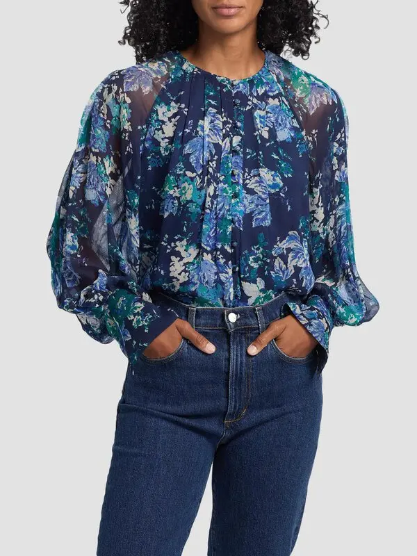 Derek Lam 10 Crosby Aderyn Floral Tieneck Blouse