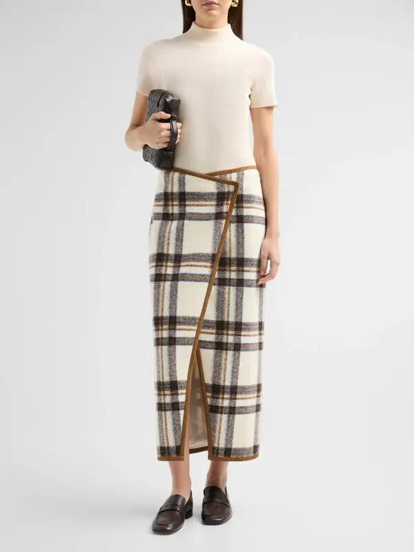 TOCCIN Leia Plaid Wrap Maxi Skirt