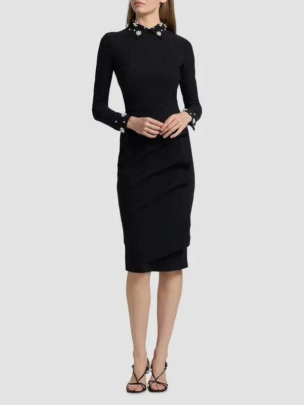 Chiara Boni La Petite Robe Embellished Jersey Midi-dress