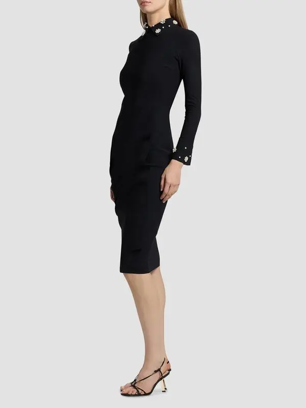 Chiara Boni La Petite Robe Embellished Jersey Midi-dress