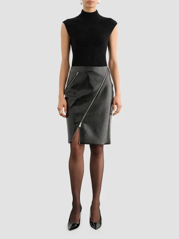 TOCCIN Verena Faux-leather Pencil Midi Skirt - Jet