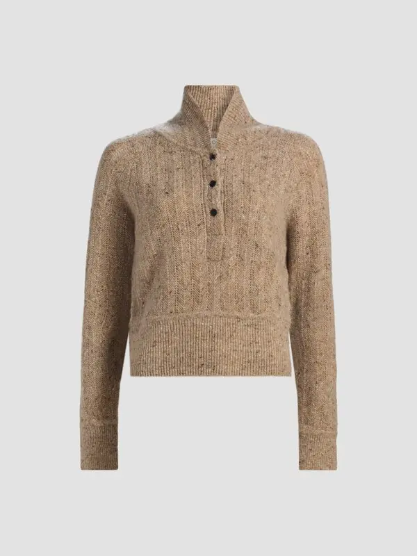 Co Cropped Henley Sweater - Antelope