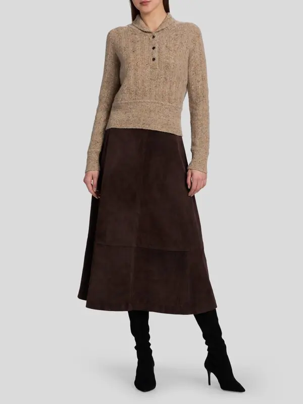 Co Cropped Henley Sweater - Antelope