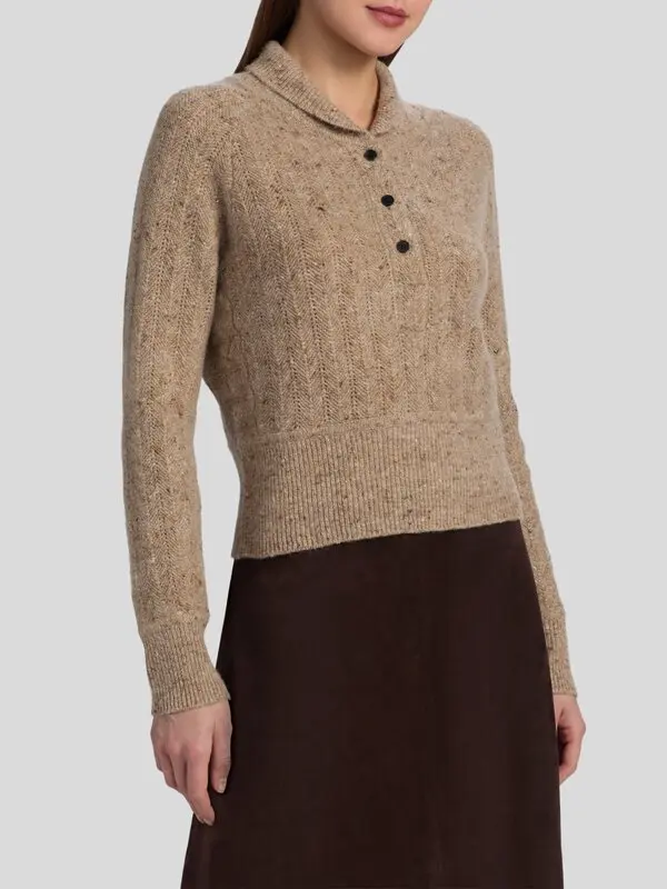 Co Cropped Henley Sweater - Antelope