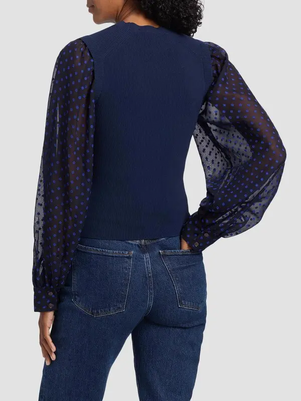 Derek Lam 10 Crosby Cerina Sheer-sleeve Sweater