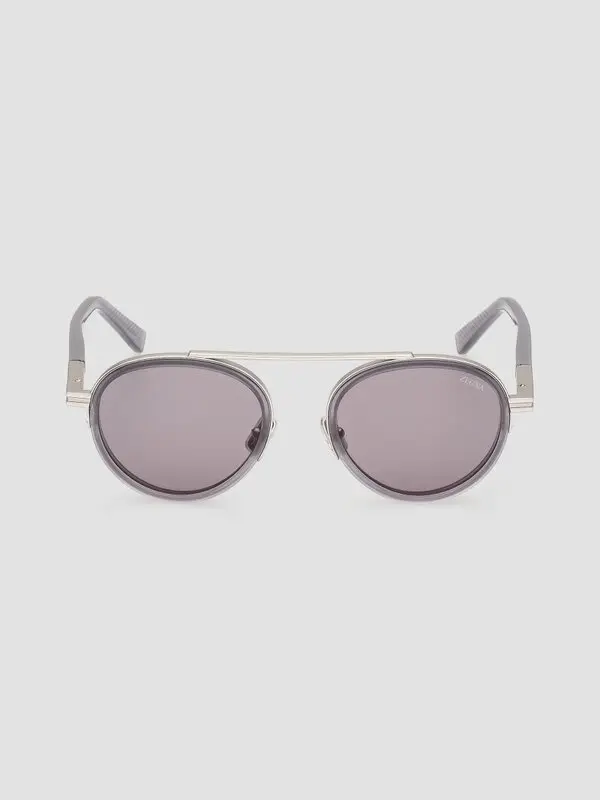 Zegna 51mm Round Metal Sunglasses