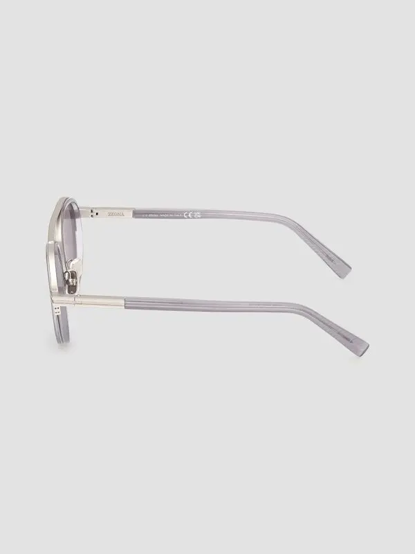 Zegna 51mm Round Metal Sunglasses