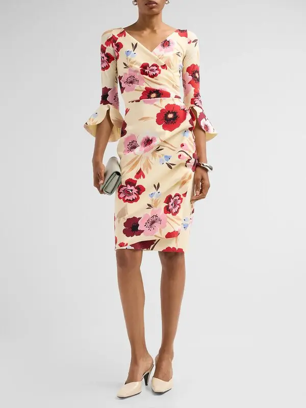 Chiara Boni La Petite Robe Triana Floral Draped Midi Dress
