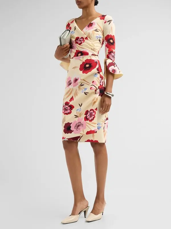 Chiara Boni La Petite Robe Triana Floral Draped Midi Dress