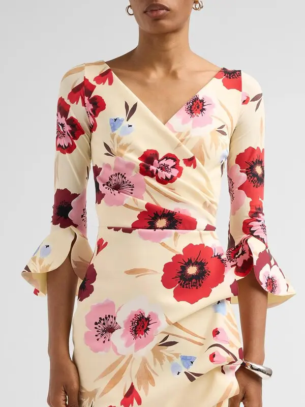 Chiara Boni La Petite Robe Triana Floral Draped Midi Dress
