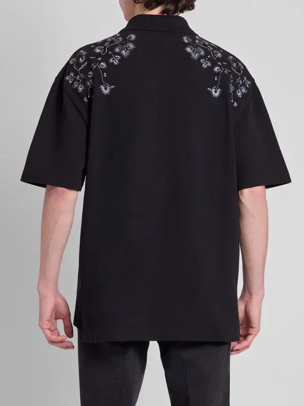 Amiri Floral-embroidered Cotton Polo Shirt
