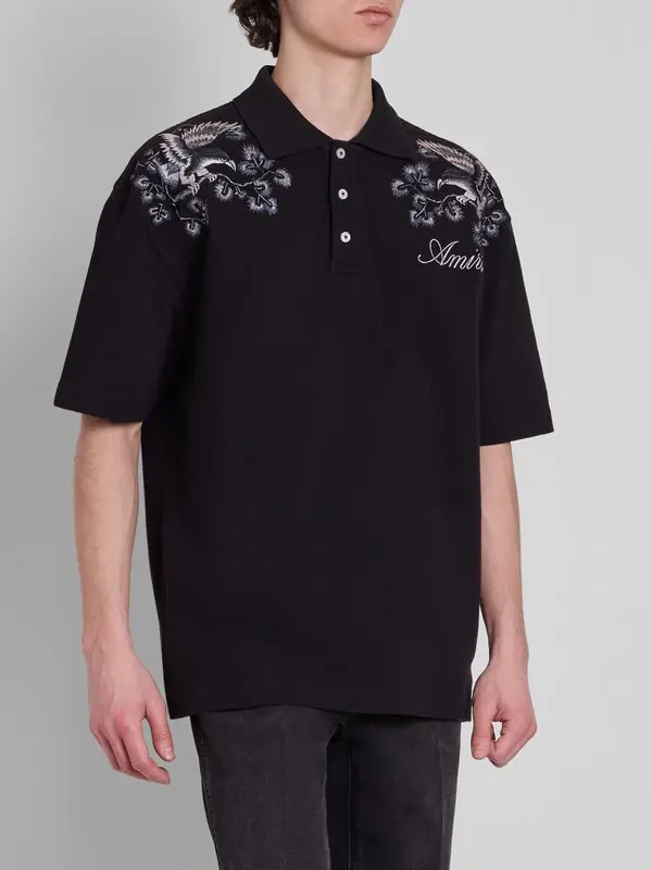 Amiri Floral-embroidered Cotton Polo Shirt