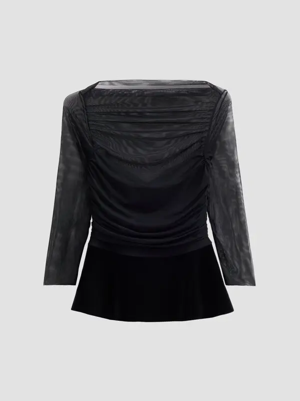 Chiara Boni La Petite Robe Mausi Velvet Illusion Top - Black
