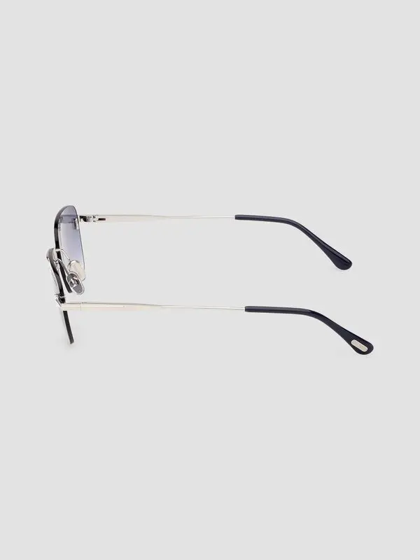 TOM FORD Jake-02 54mm Rimless Rectangular Sunglasses - Silver Blue