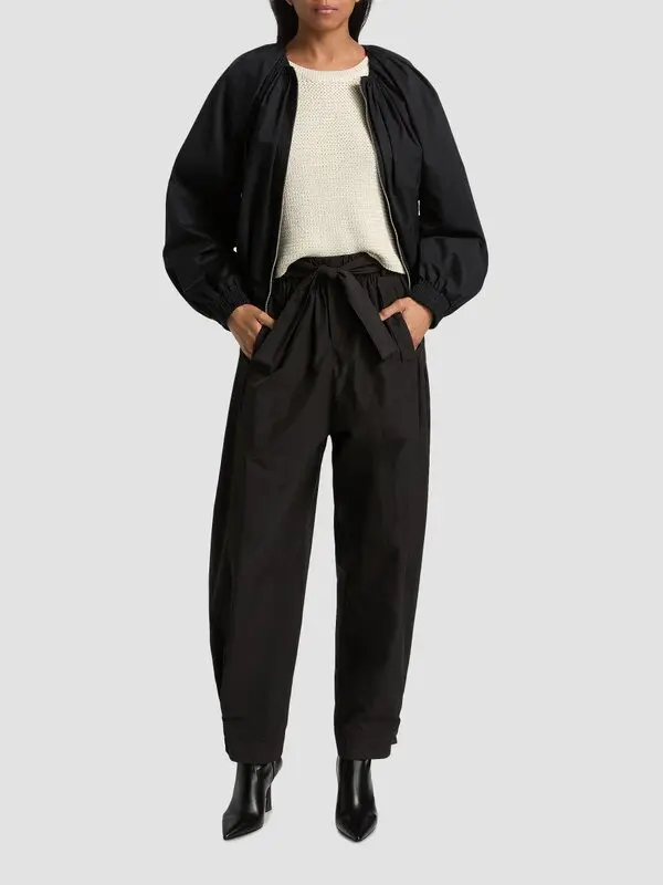Derek Lam 10 Crosby Connor Cotton-poplin Tapered Self-belt Pants