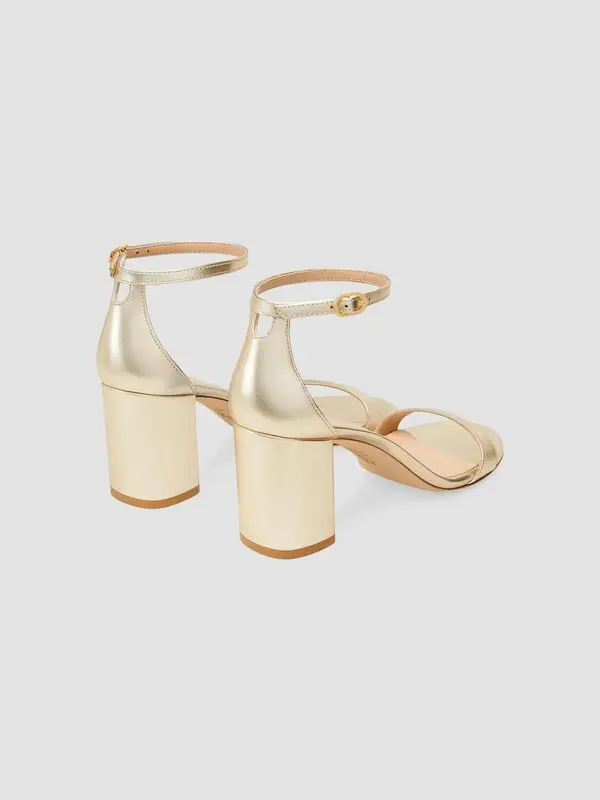 STUART WEITZMAN Nudist Block 75mm Metallic Leather Sandals - Light Gold