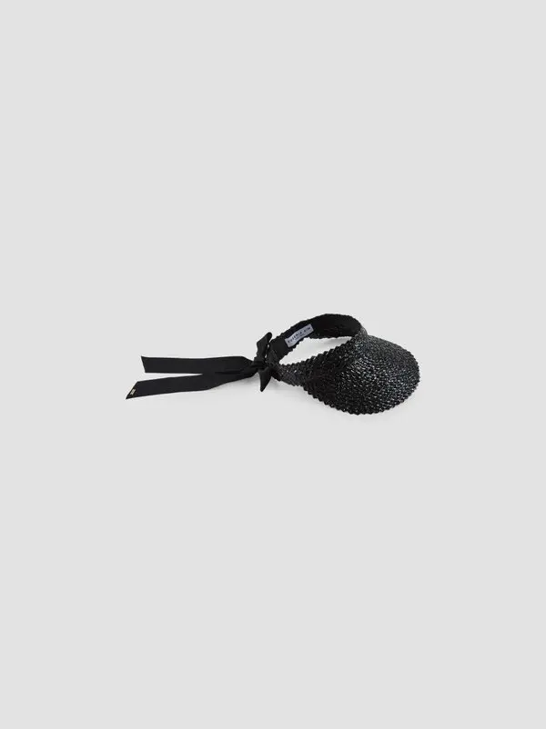 Eugenia Kim Ricky Bow Straw Visor - Black