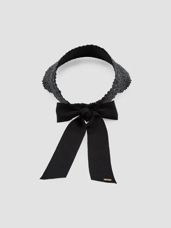 Eugenia Kim Ricky Bow Straw Visor - Black