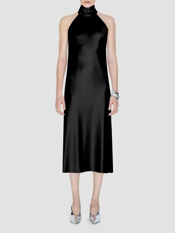 Galvan Sienna Satin Halter Midi-dress