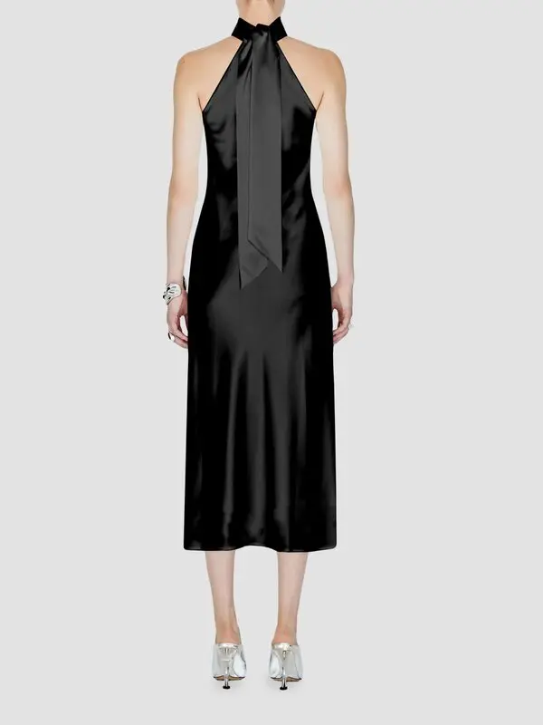 Galvan Sienna Satin Halter Midi-dress
