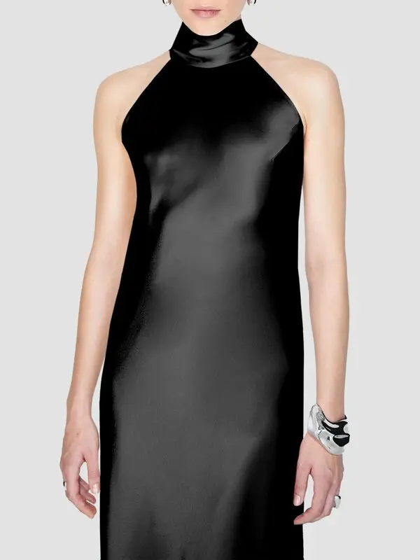 Galvan Sienna Satin Halter Midi-dress