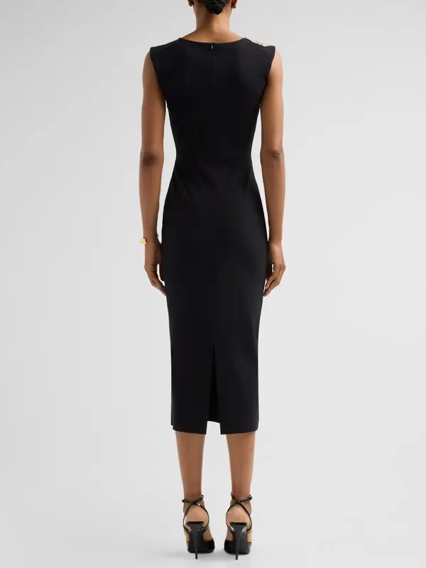Chiara Boni La Petite Robe Doradus Beaded Sheath Midi Dress - Black