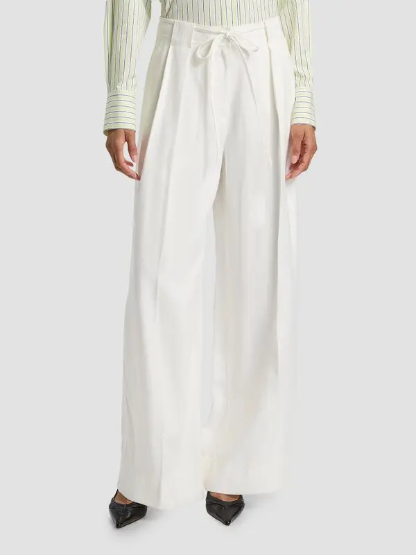 Derek Lam 10 Crosby Archer Twill Wide-leg Self-belt Pants