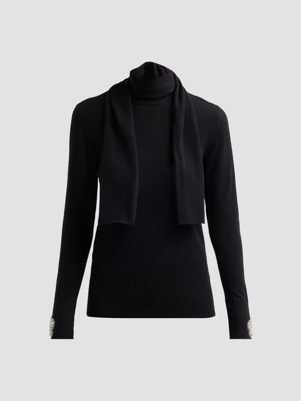 Chiara Boni La Petite Robe Reum Scarf Turtleneck Sweater - Black