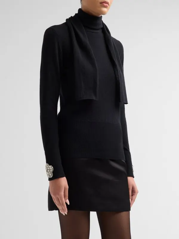 Chiara Boni La Petite Robe Reum Scarf Turtleneck Sweater - Black