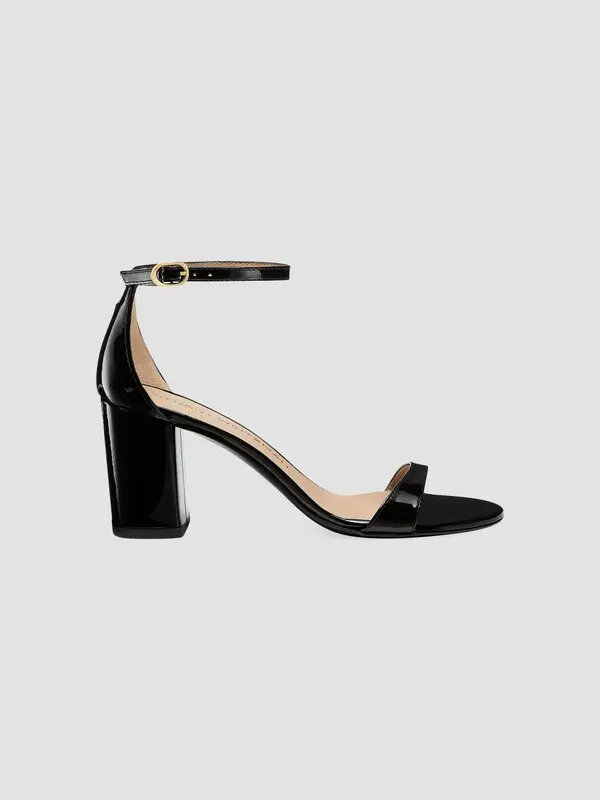 STUART WEITZMAN Nudist Block 75mm Patent Leather Sandals - Black
