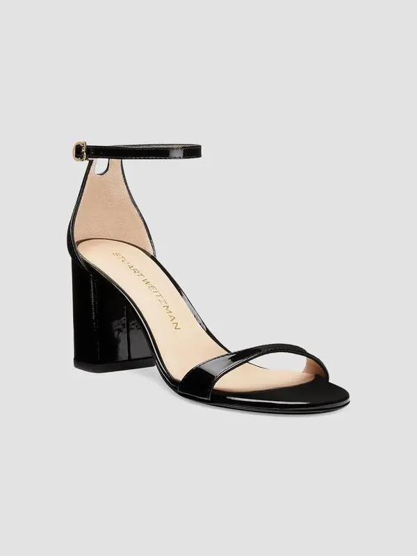 STUART WEITZMAN Nudist Block 75mm Patent Leather Sandals - Black