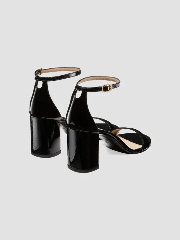STUART WEITZMAN Nudist Block 75mm Patent Leather Sandals - Black