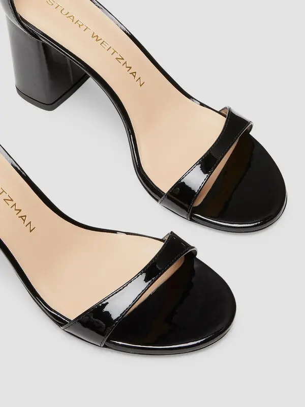 STUART WEITZMAN Nudist Block 75mm Patent Leather Sandals - Black