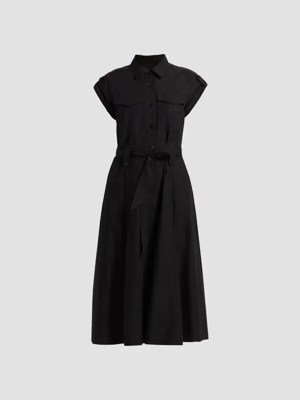 Derek Lam 10 Crosby Kayla Belted Cotton Midi-dress - Black