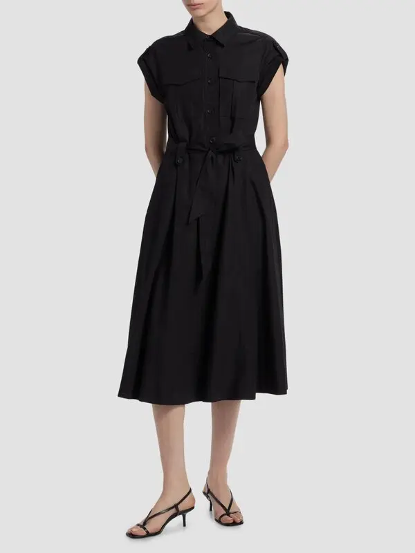 Derek Lam 10 Crosby Kayla Belted Cotton Midi-dress - Black