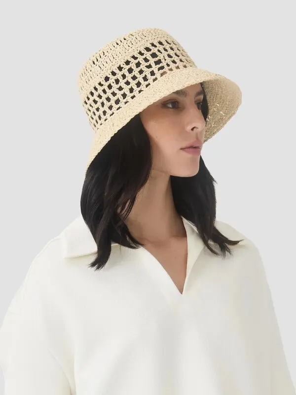 Eugenia Kim Cruise Jonah Open-knit Paper Bucket Hat - Ivory