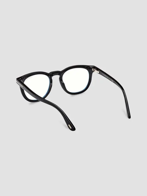 TOM FORD 50mm Blue Block Round Eyeglasses