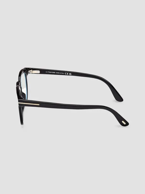 TOM FORD 50mm Blue Block Round Eyeglasses