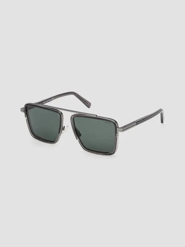Zegna 57mm Geometric Sunglasses